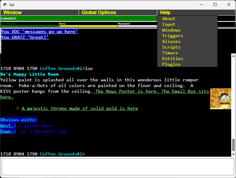GitHub - bozimmerman/Sip: Sip is a desktop client for MUD (Multi-User Dungeon) gaming.